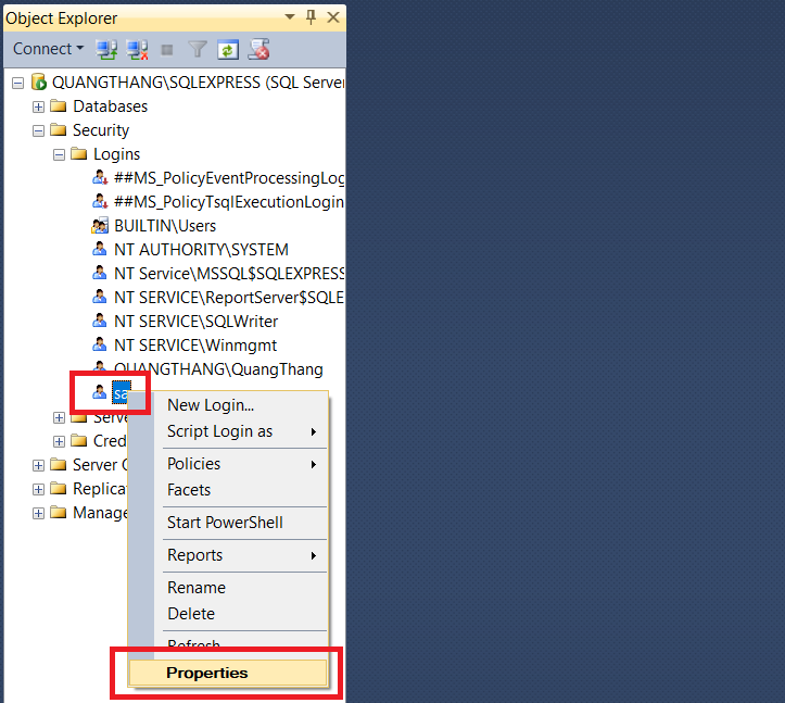 Hướng dẫn bật tài khoản sa trong SQL Server - QThang Blog