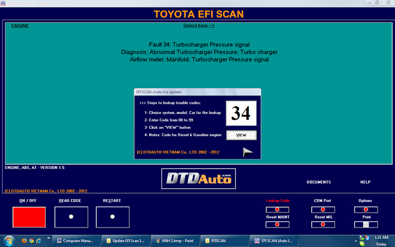 BRAM ELECTRONIC: Toyota EFI Scan 2012