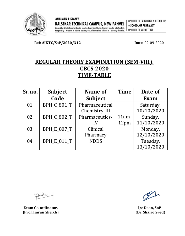 EXAM-CELL NOTICE BOARD: SOP- END SEMESTER EXAM TIME TABLES- MAY 2020 ...