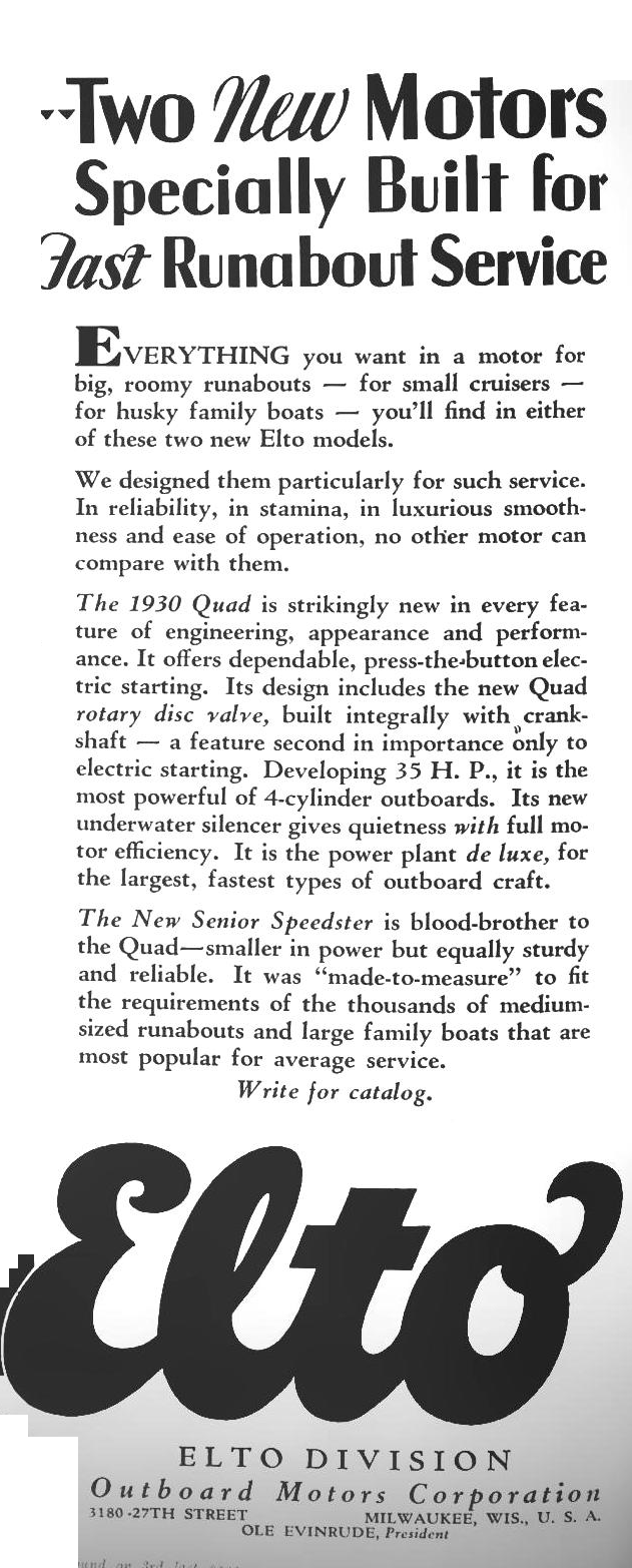 Tomahawk Day x Day - Old Outboard Motors: 1930 - Elto Quad Tries for ...