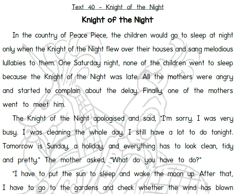 Passionate Teacher Tools: Text 40 - Knight of the Night Story