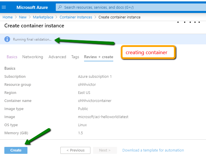 Docker container in Azure - Azure