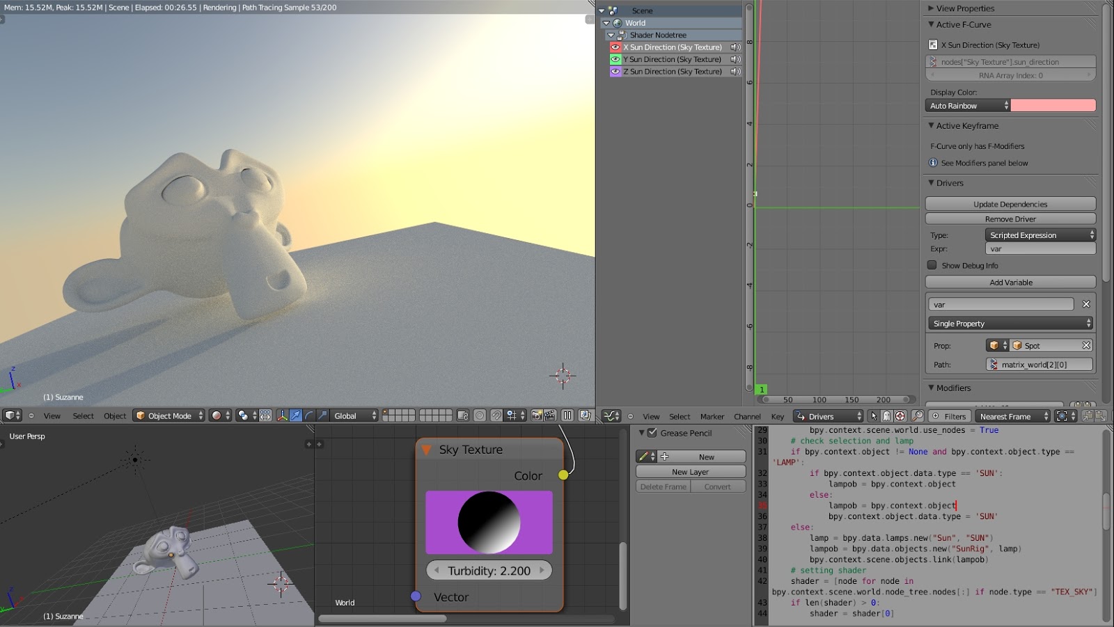 Oscurart I d&da: [Blender Script] - Connect Sun with Cycles Sky Texture.