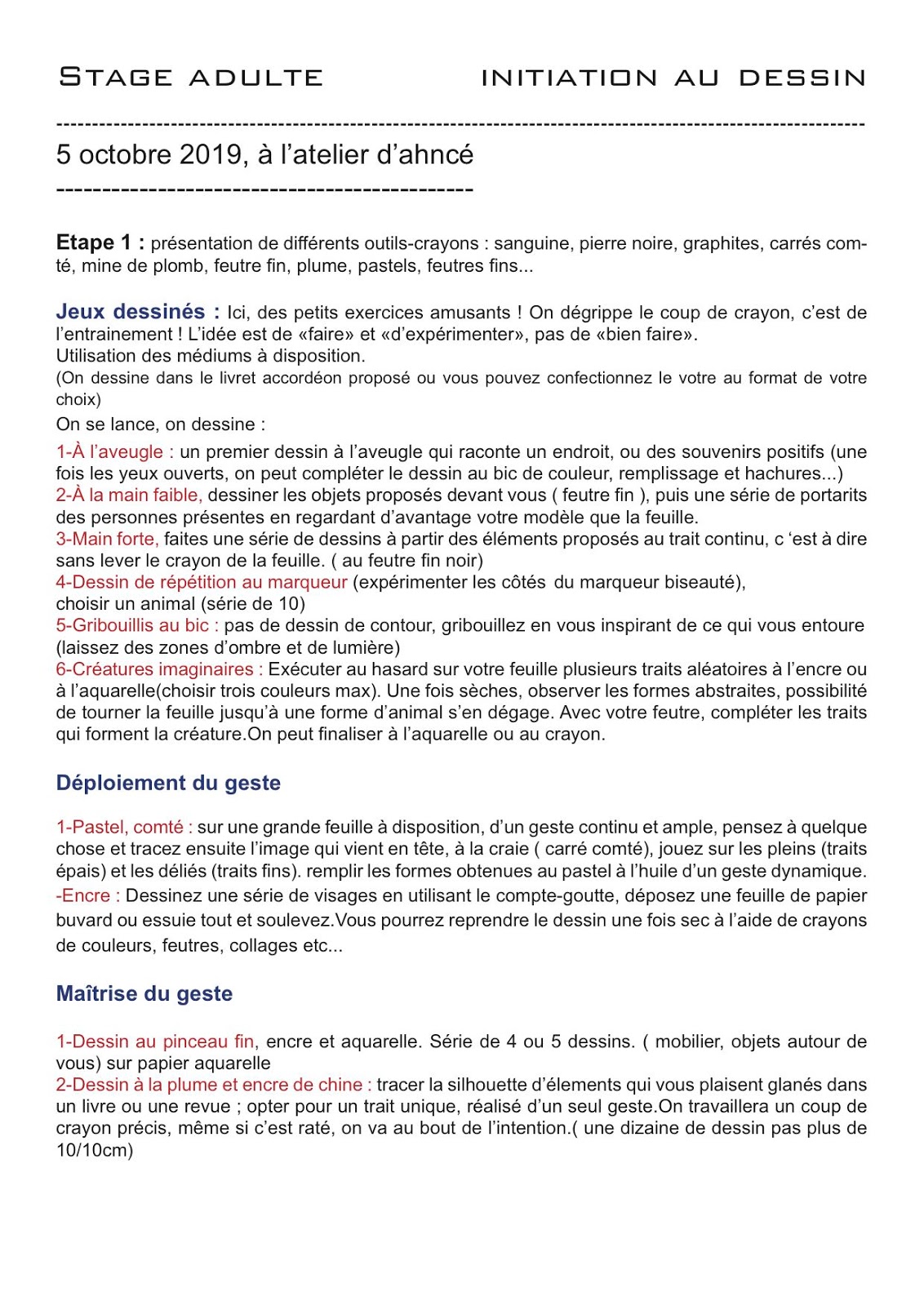 L'ATELIER D'AhN-Cé: programme des séances d'arts-visuels à l'atelier ...