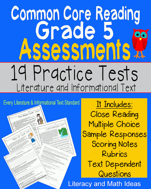 Literacy & Math Ideas: Grade 5 Common Core Reading Assessment Practice ...