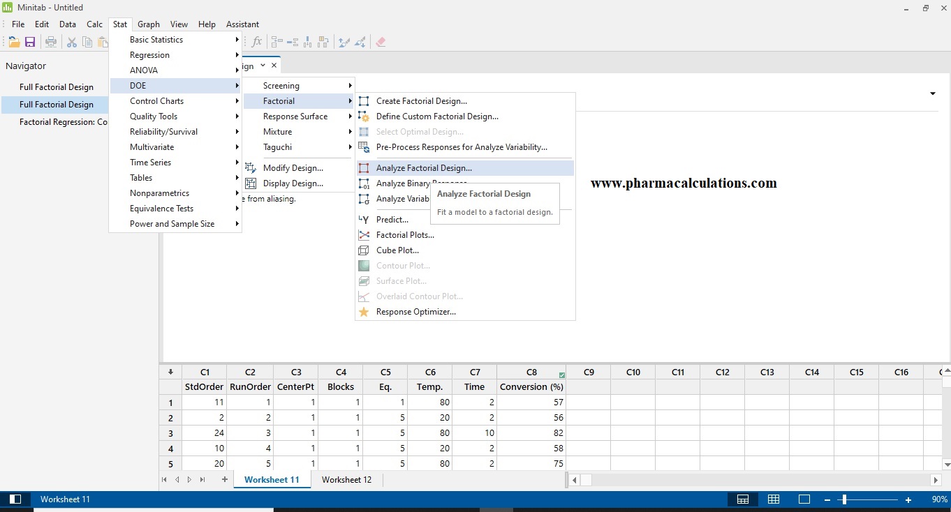 Design Of Experiments (DOE) in Minitab - Pharma Engineering