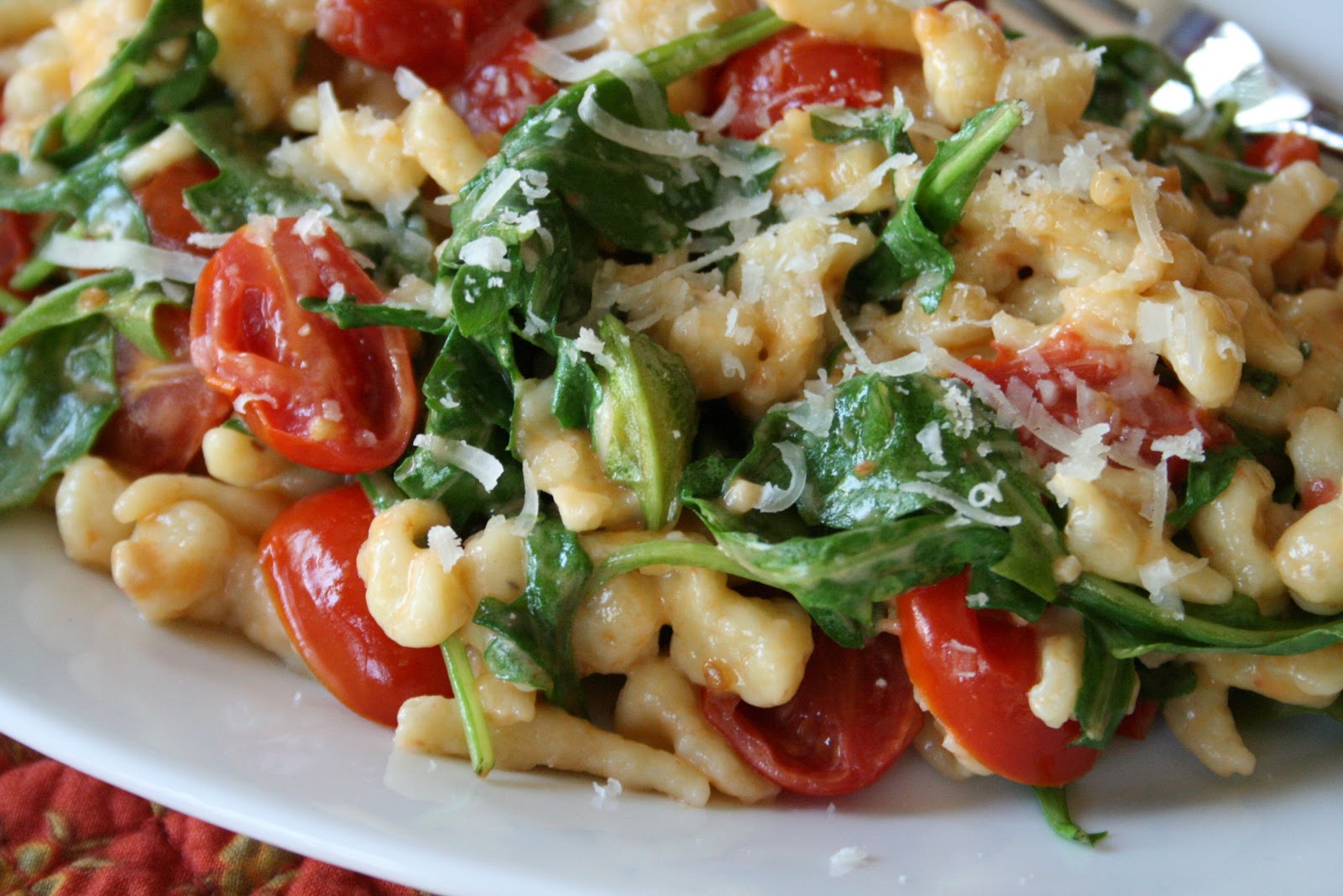 tune 'n fork: Spaetzle with Arugula and Tomatoes