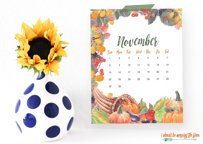 Free November Calendar Printable | i should be mopping the floor