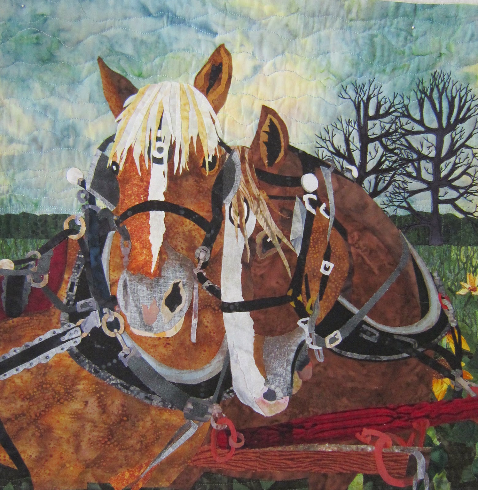 Barbara Strobel Lardon Art quilts: PAIR OF HORSES