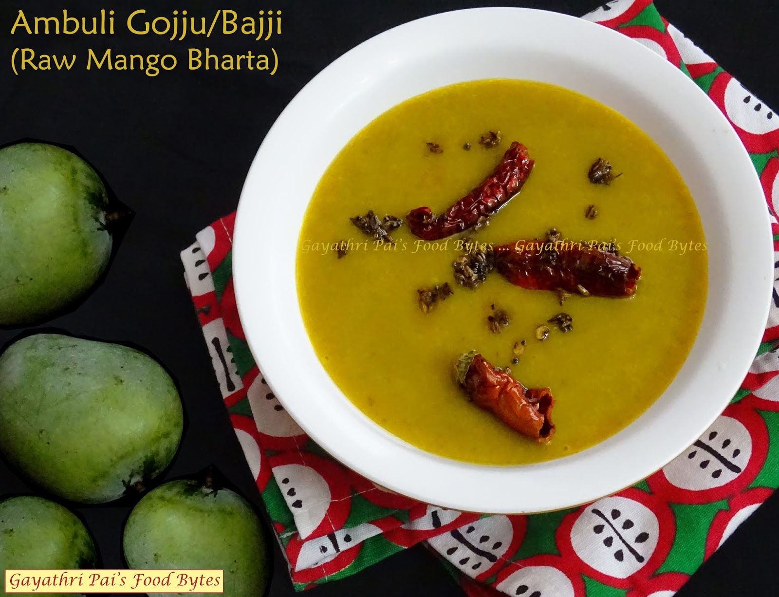 Gayathri Pai's Food Bytes: Ambuli Gojju/ Bajji (Raw Mango Bharta)