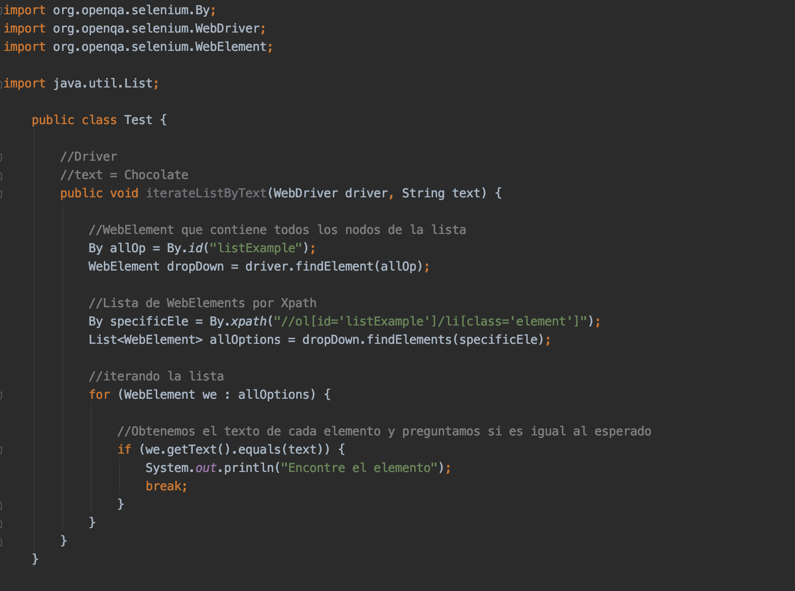 Selenium Webdriver Java Iterar Una Lista De Elementos