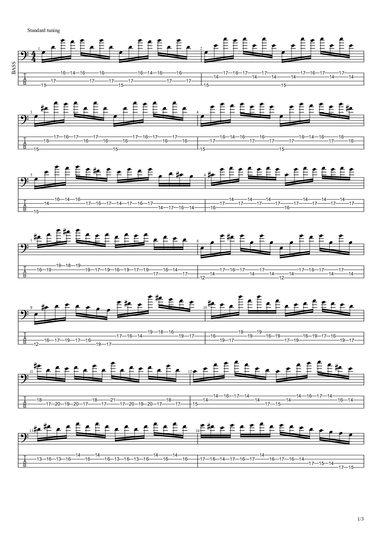 Bach Cello Suite No 1 In G Major Prélude Bass Tab