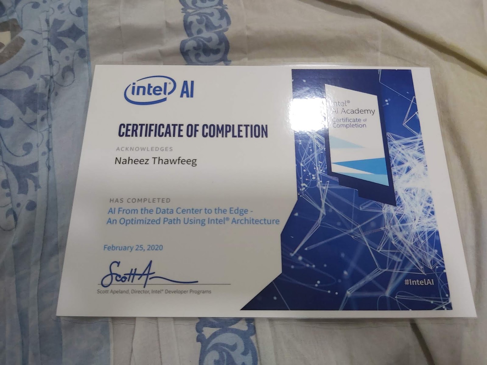 Naheez Thawfeeg's Blog: Printed the Intel® course certificate