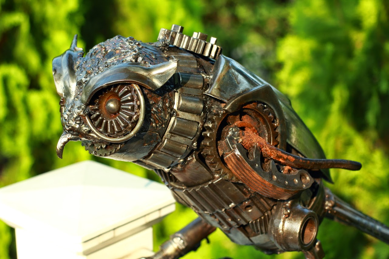Owl scrap metal art
