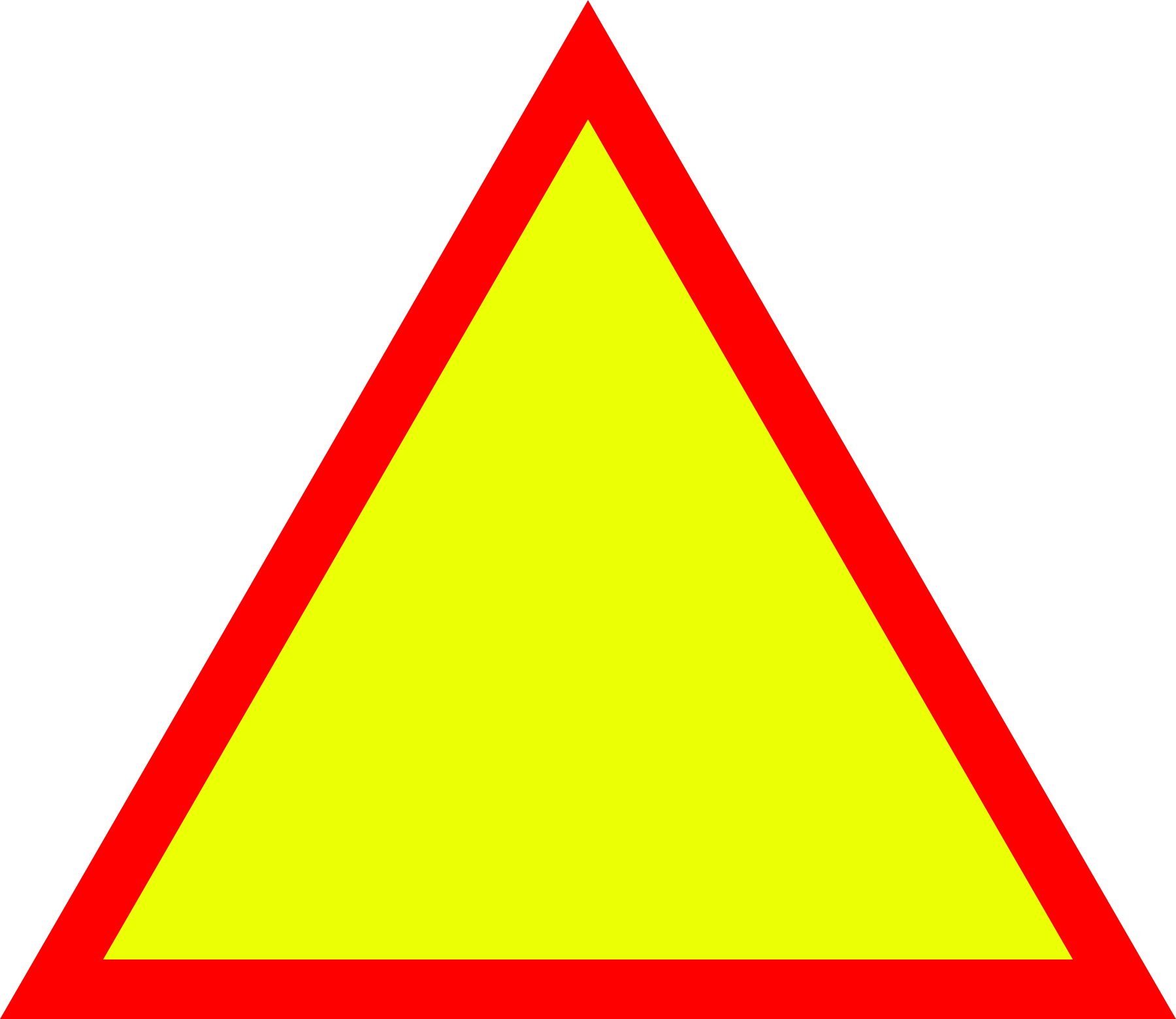 Yellow triangle with red border