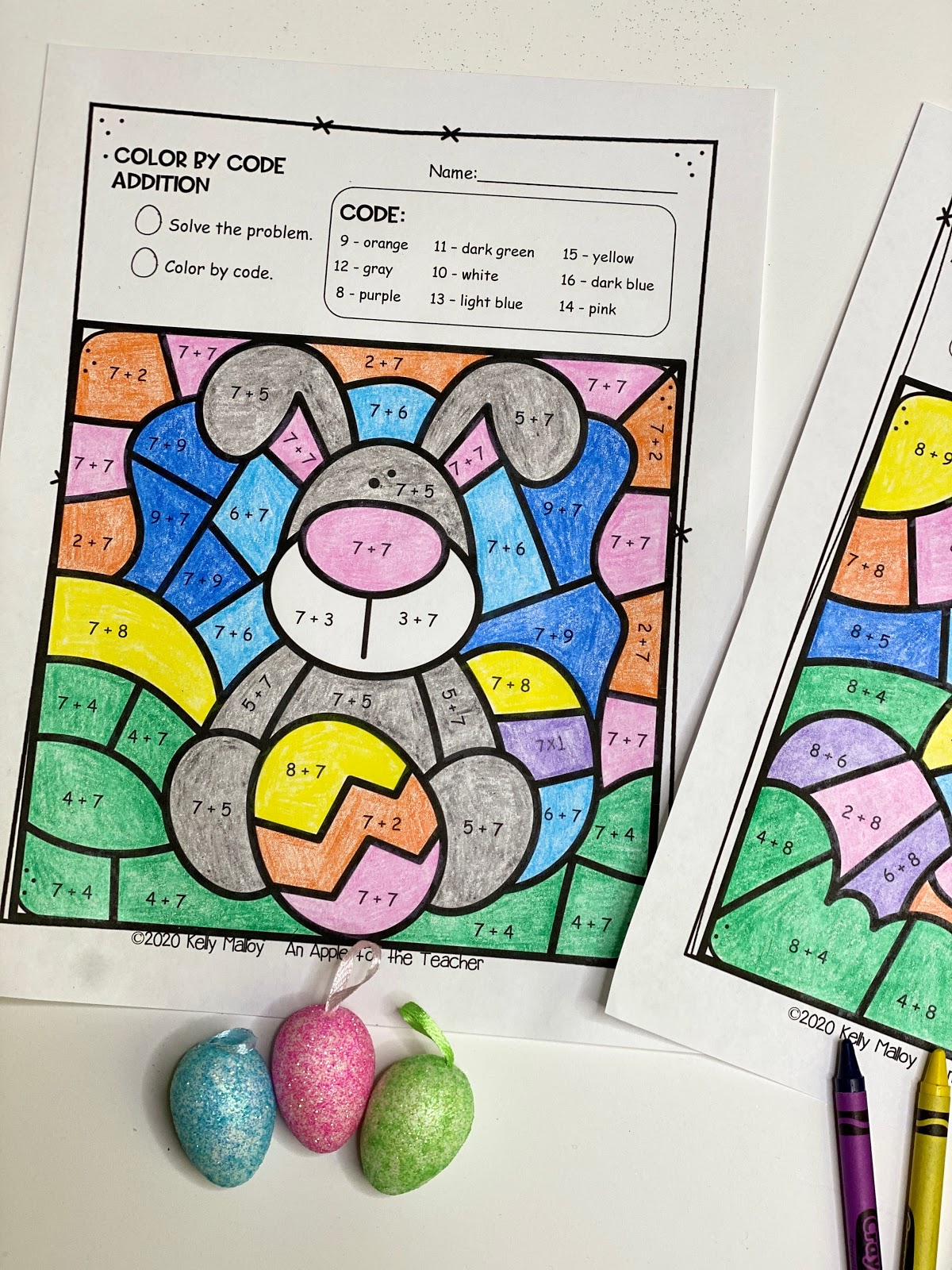 An Apple For The Teacher: Easter Color By Number