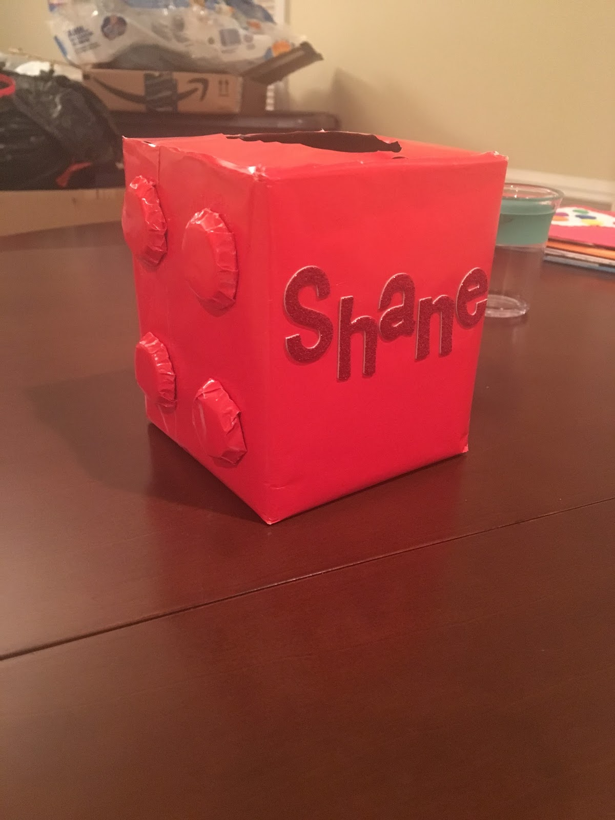 Toddler boy Valentine's tissue box decor | Shane's City Mom