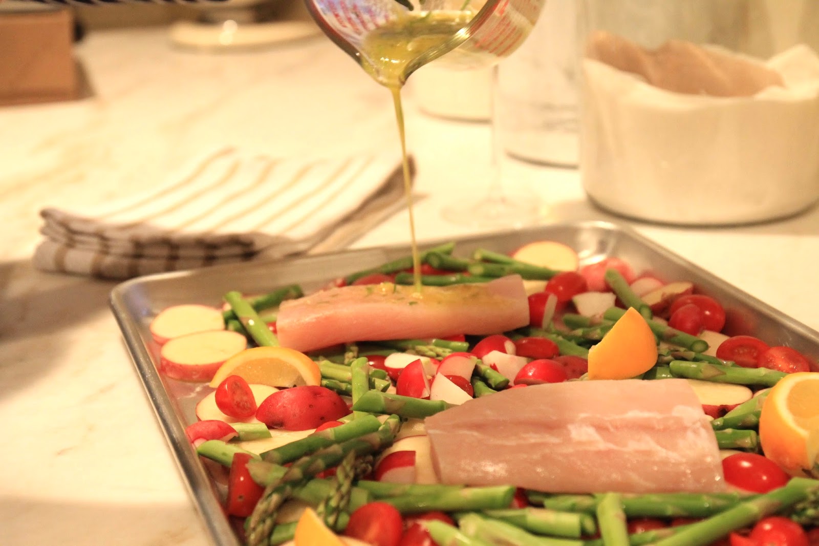 Lemon & Chive Roasted Fish & Vegetables | One Sheet Pan Recipe | Sweet ...