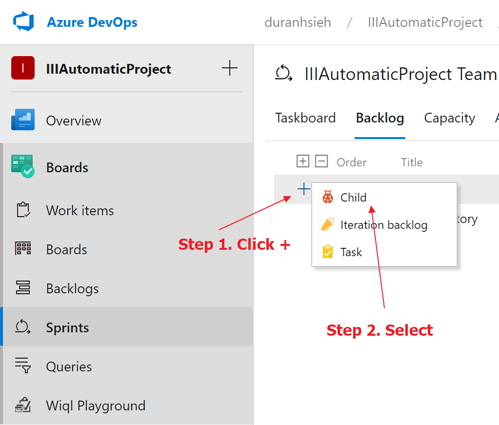 [Azure DevOps] 如何在 Iteration/Sprint 內建立自訂工作項目 (How to create customized ...