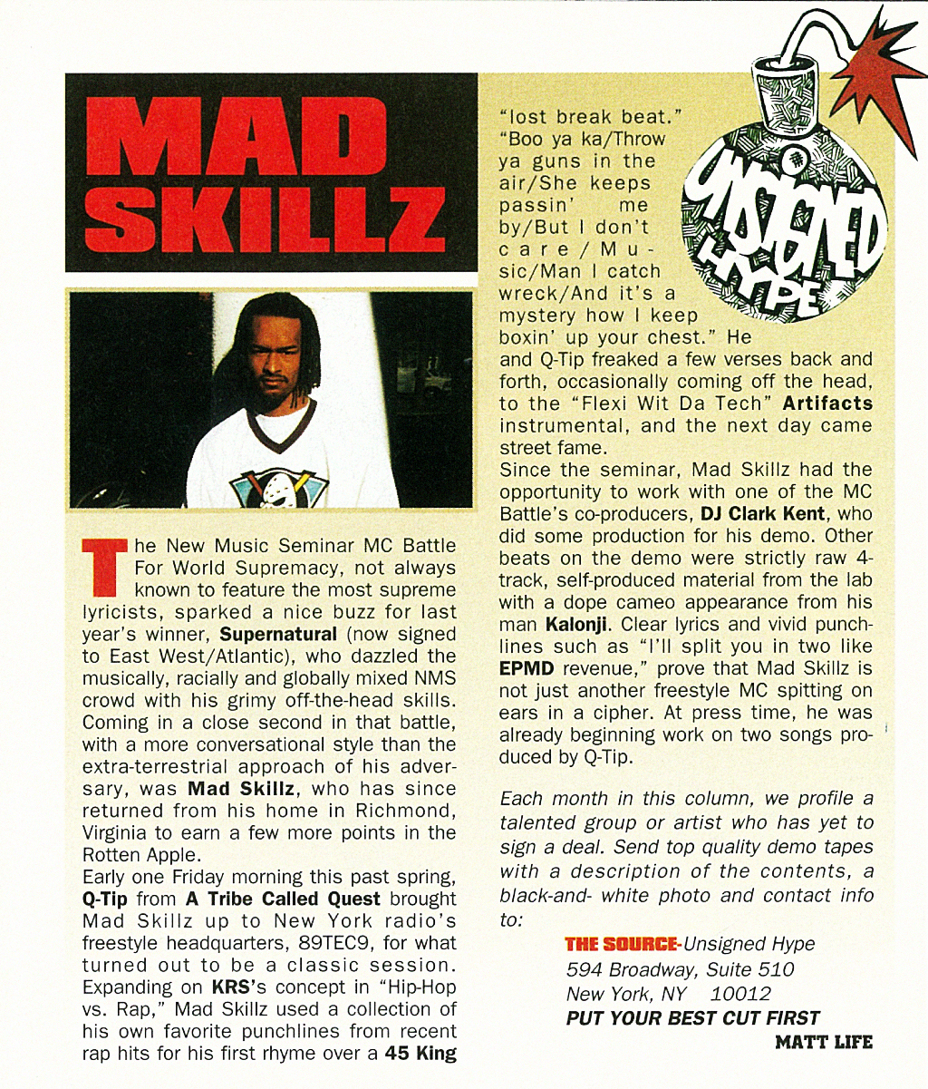 Hip-Hop Nostalgia: Mad Skillz "Unsigned Hype" (The Source, August 1994)