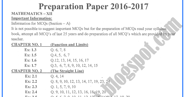 Adamjee notes For All Subjects: Mathematics 12th - Adamjee Coaching ...