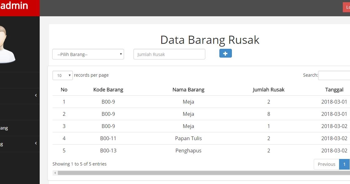 Sistem Inventaris Barang Menggunakan Bootstrap