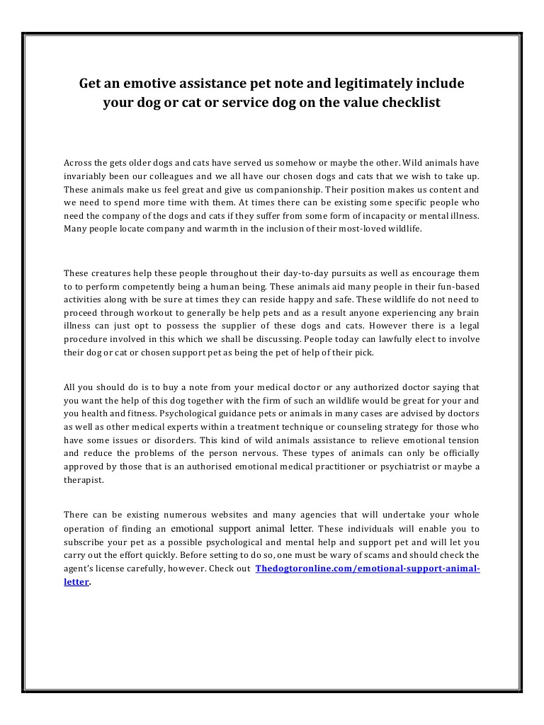 Emotional Support Animal Letter Pdf ~ Thankyou Letter