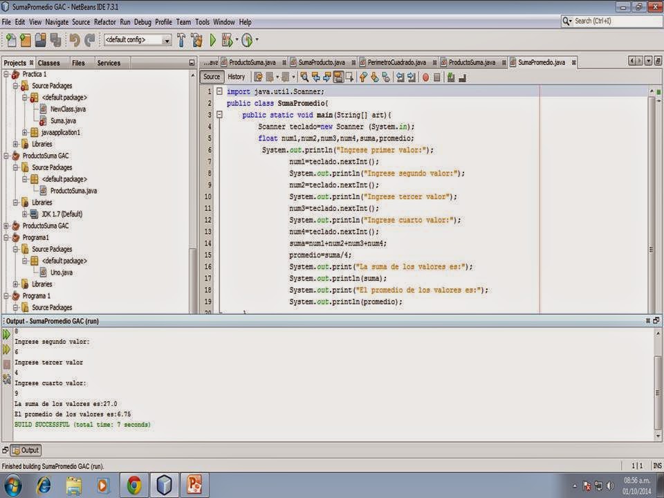 Puroguramo o Programar: Programa de Java suma y promedio