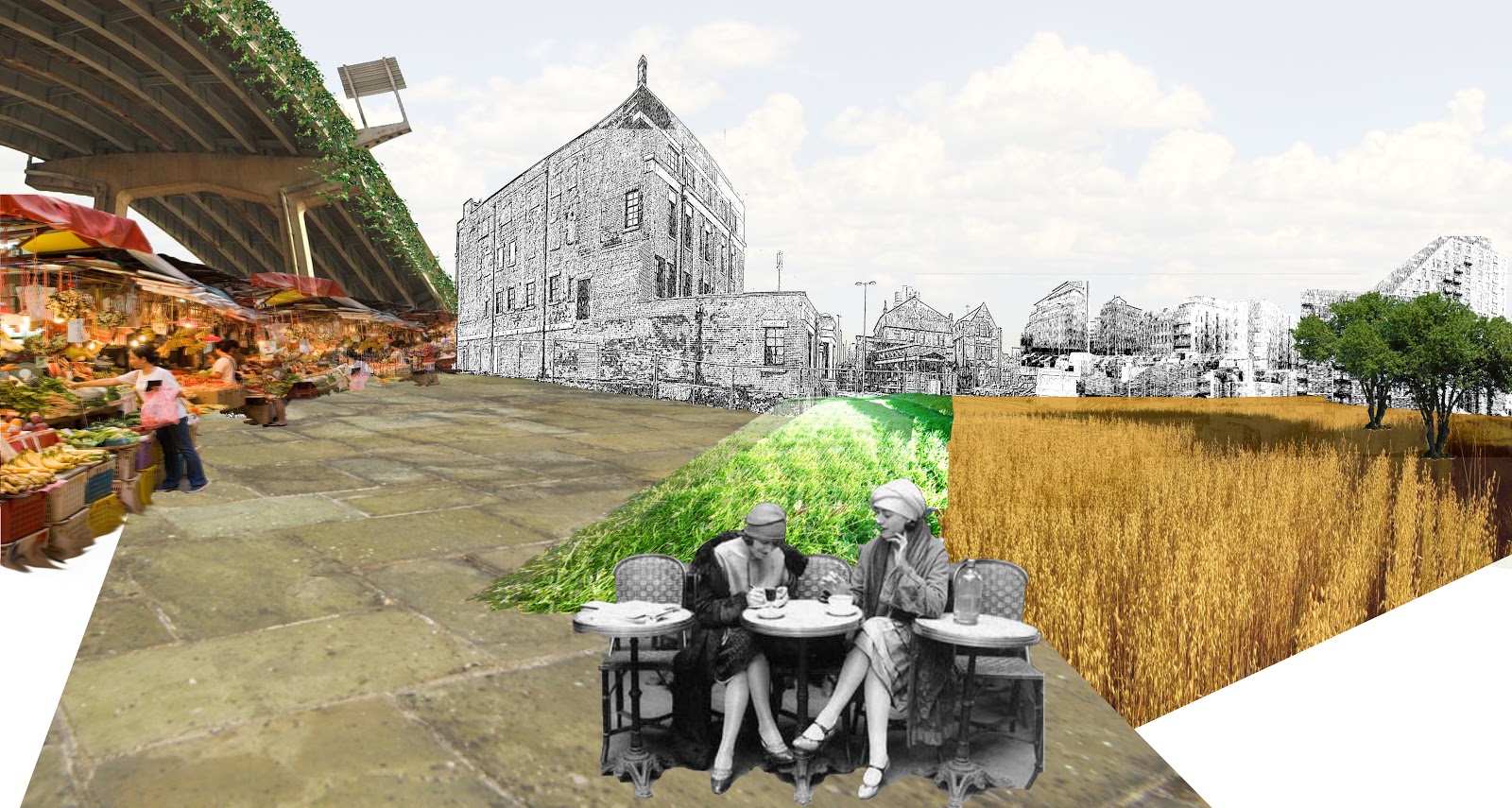 Peripatetic Island: Collage/Thoughts - Urban Green (Major Design Project)
