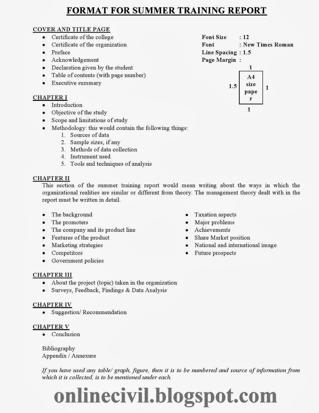 FORMAT FOR SUMMER TRAINING REPORT Online Civil format-for-summer-training-report-online-civil