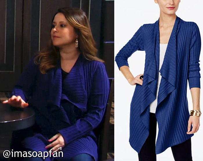 Robin Scorpio-Drake's Blue Ribbed Cardigan - General Hospital, Season 54, Episode 02/21/17 ...