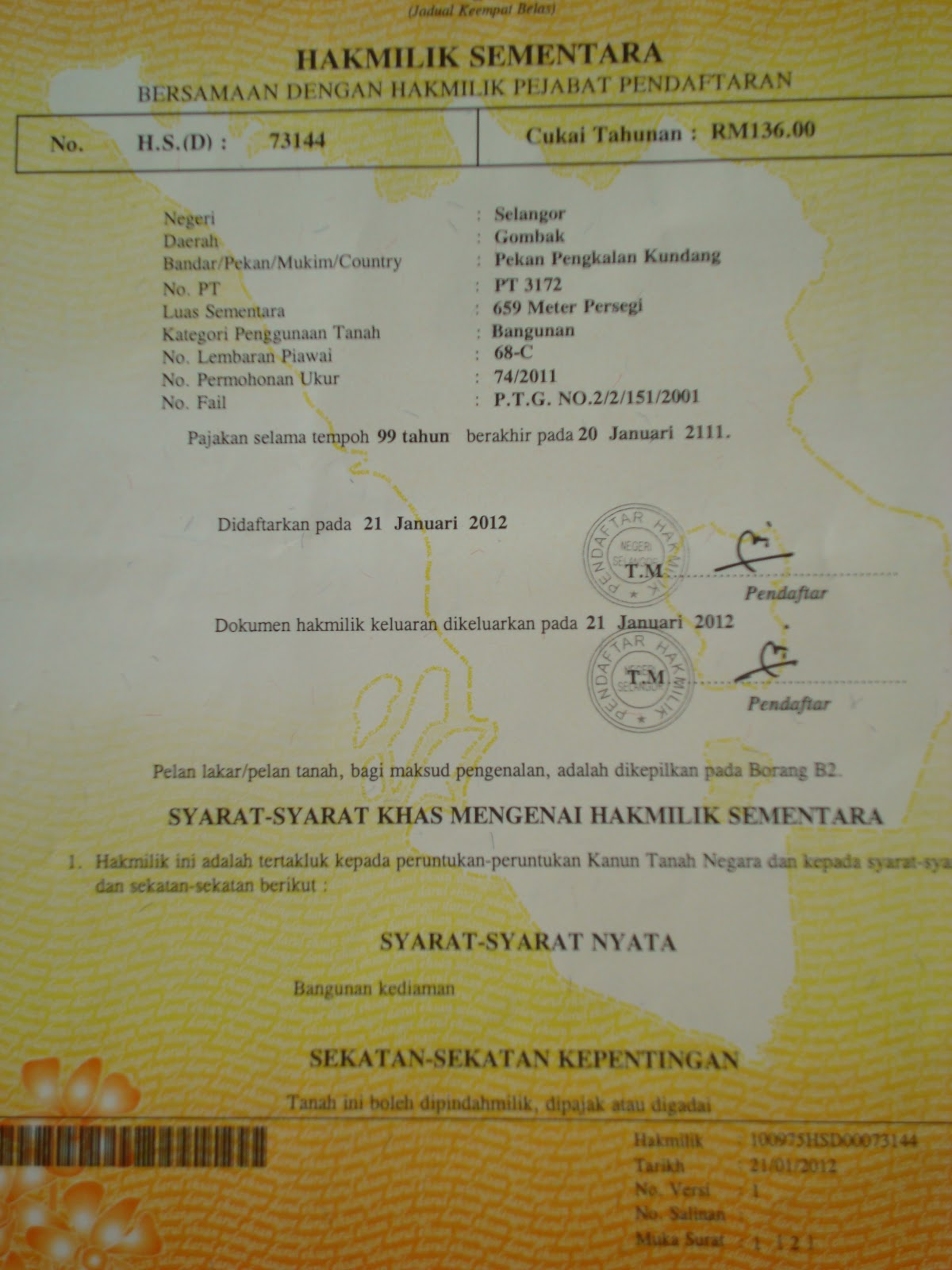 PUSAT DAGANGAN PULAI: Cara membaca geran tanah