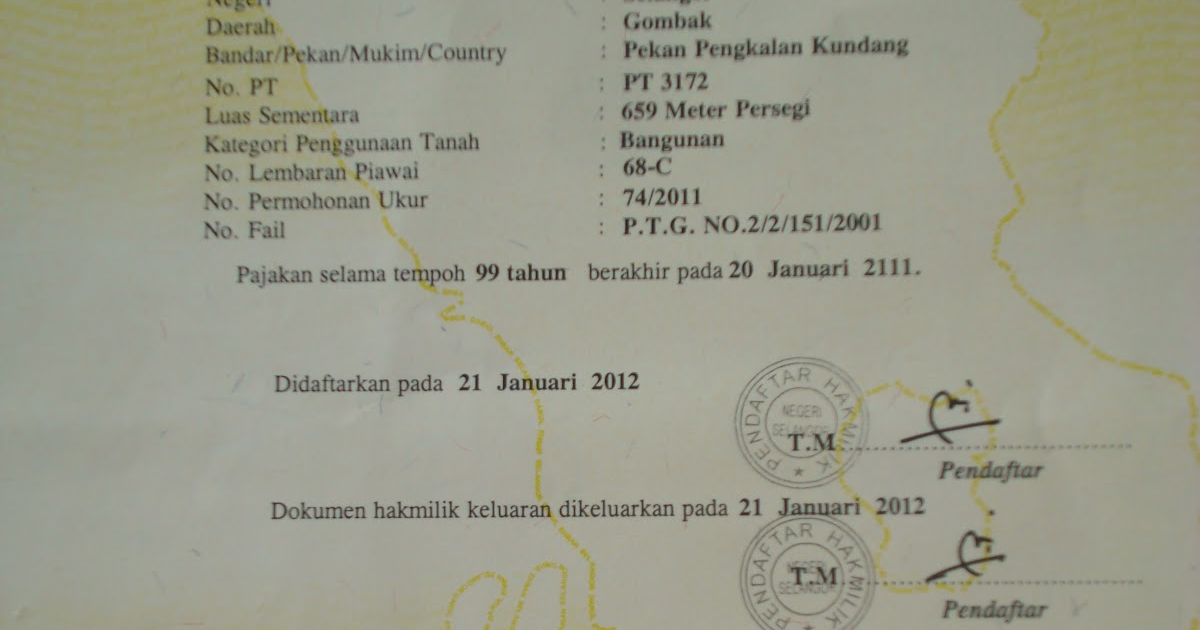 PUSAT DAGANGAN PULAI: Cara membaca geran tanah