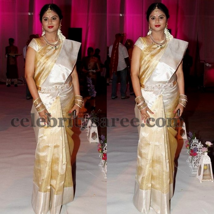 Cream and Gold Uppada Saree - Saree Blouse Patterns