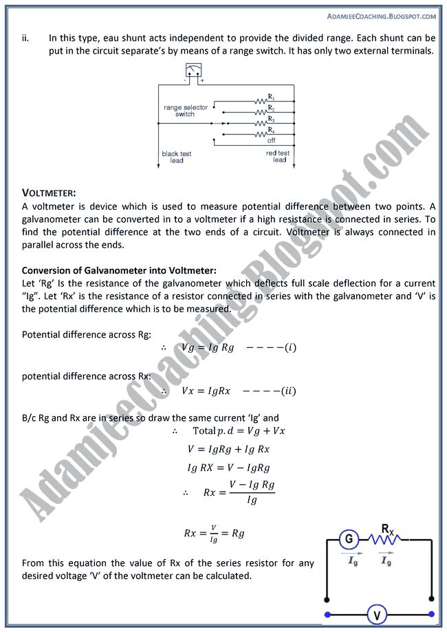 Adamjee Coaching: Electrical Measuring Instruments - Theory Notes ...