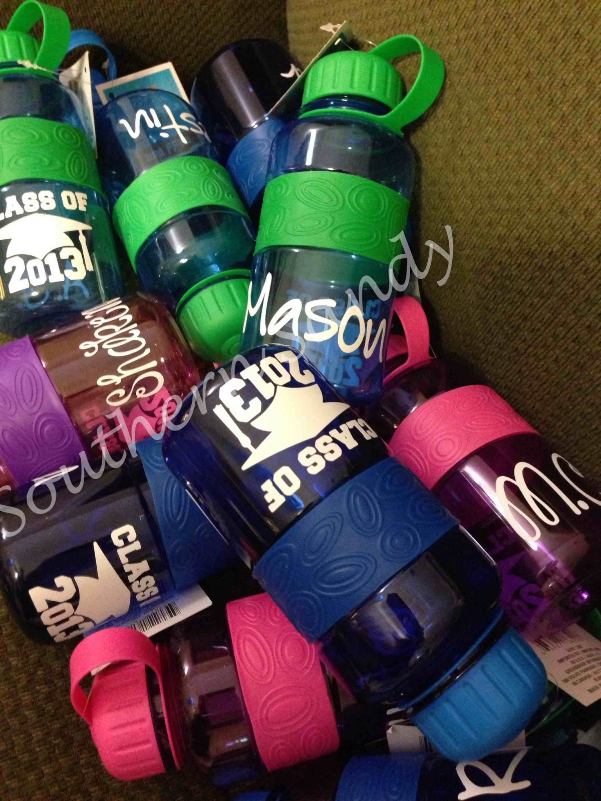Southern Sandy: Graduation Water Bottles: New Take on an Old Favorite