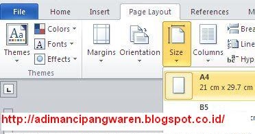 Membuat default A4 MS Word 2010 - ADIMAN BLOG