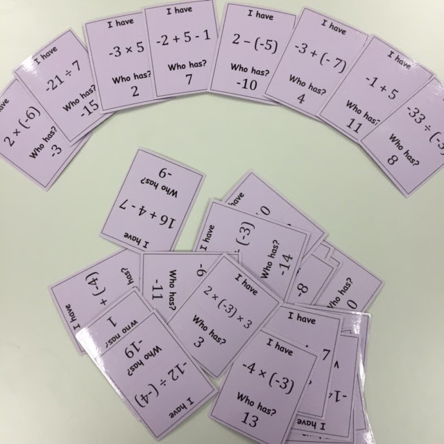 Engaging Math: I Have, Who Has - Integers