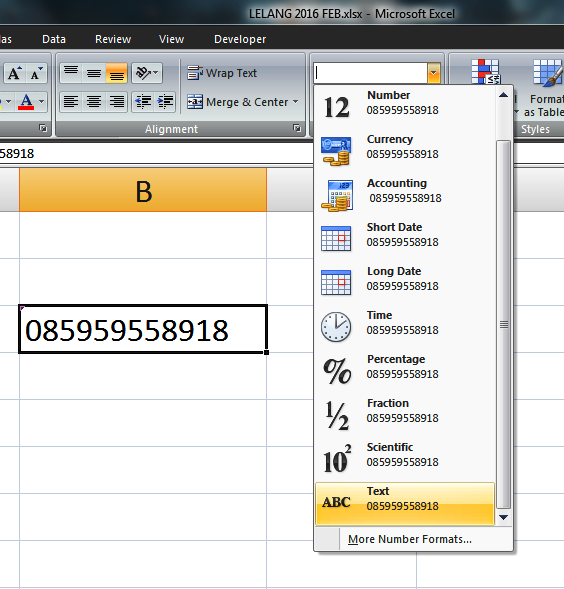Cara Menampilkan Angka Nol pada Ms. Excel