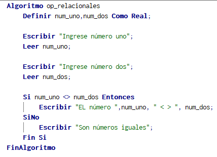 Operadores Relacionales en PSeInt