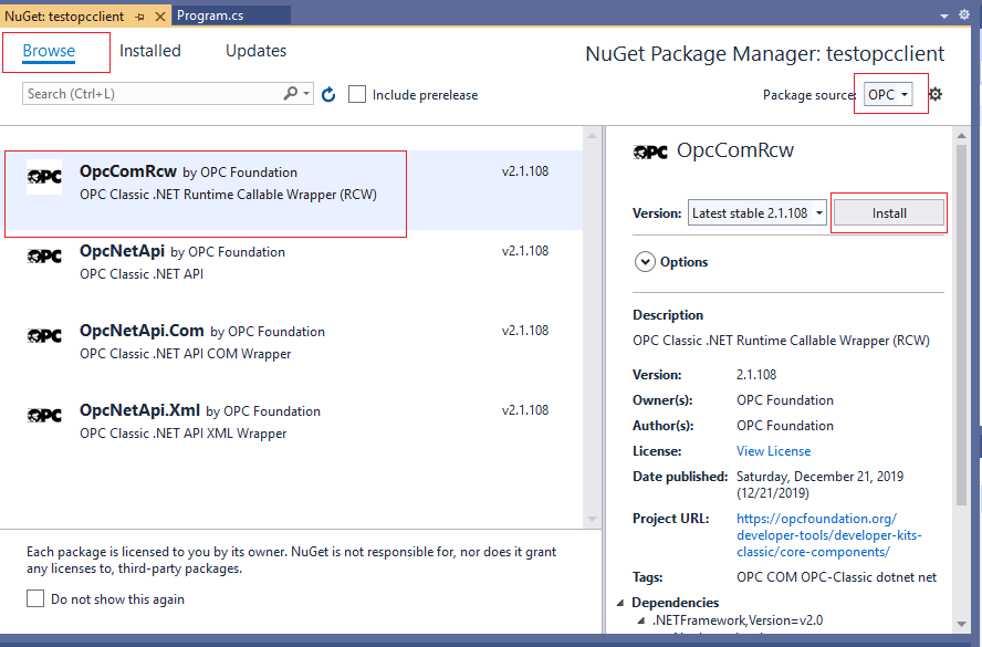 IoT Garage: Sample OPC client using OPC .Net API