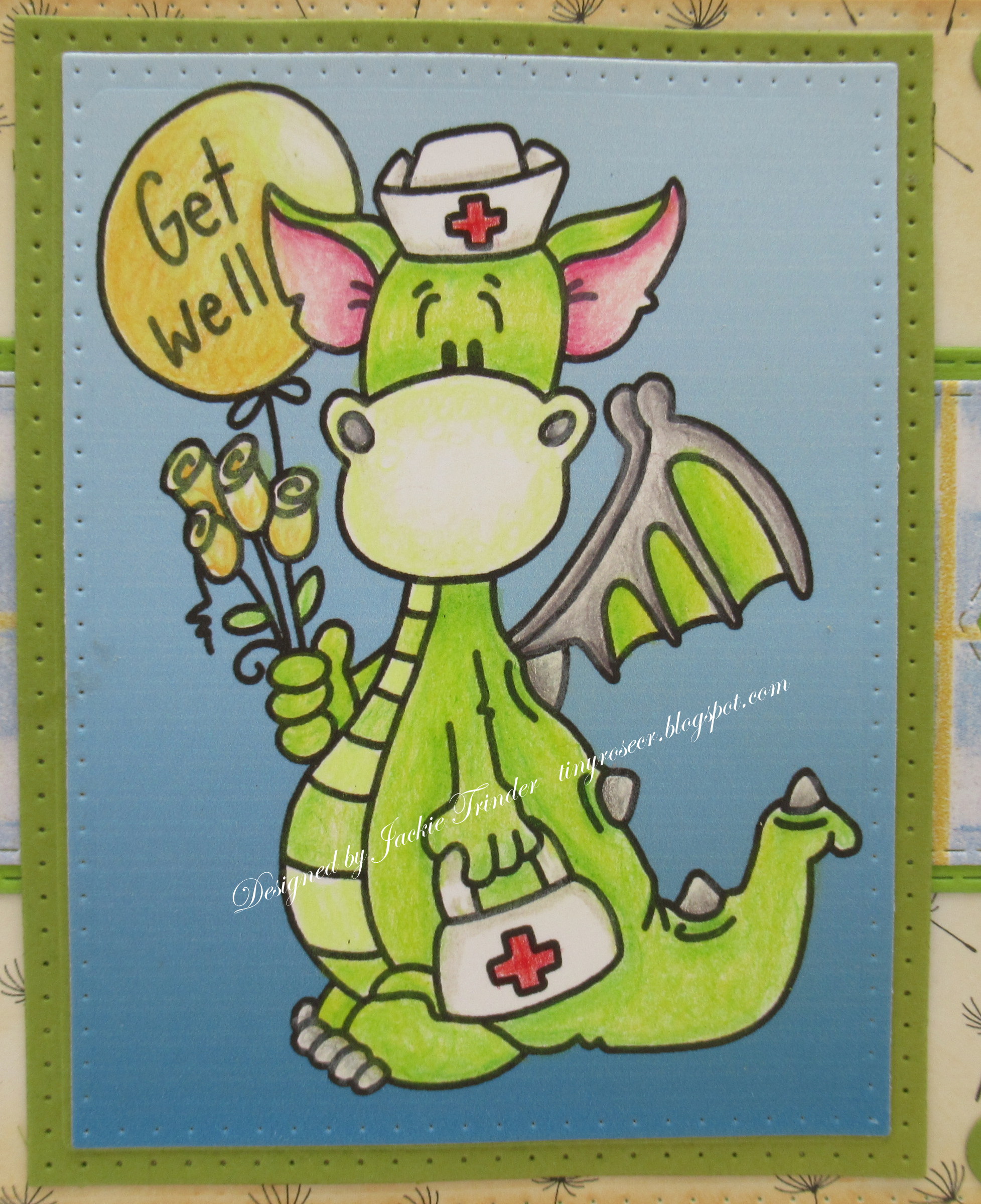 Tinyrose's Craft Room: Clyde the Dragon - Get Well Card