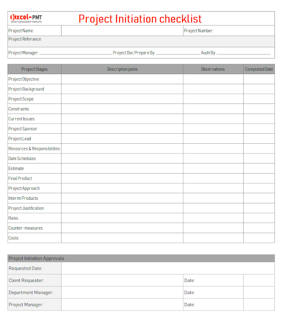 Project Initiation checklist excel template & Example - Project ...