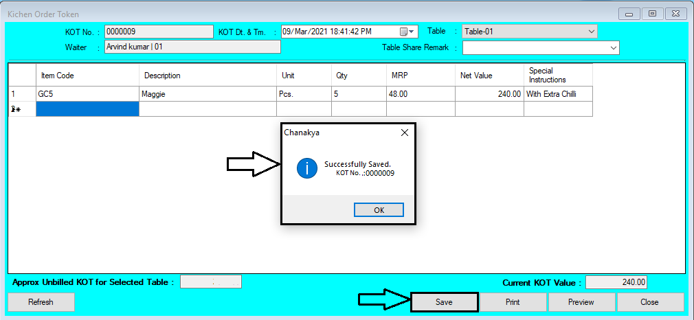 Kitchen Order Token (KOT) Help Guide