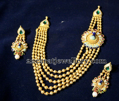 Meena Work Chandra Haram - Jewellery Designs