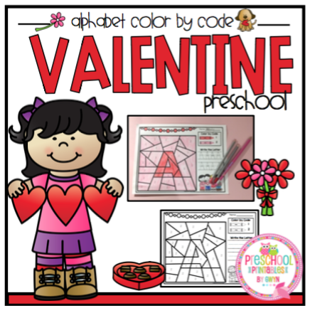 Valentine's Day Alphabet Color by Code "No Prep" ~ Preschool Printables