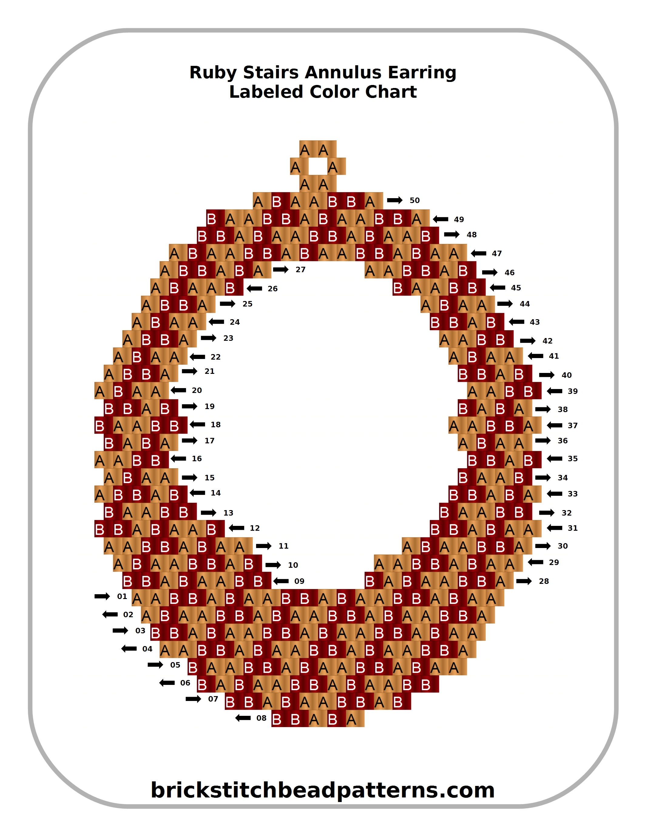 Brick Stitch Bead Patterns Journal: Ruby Stairs Annulus Earring Free ...