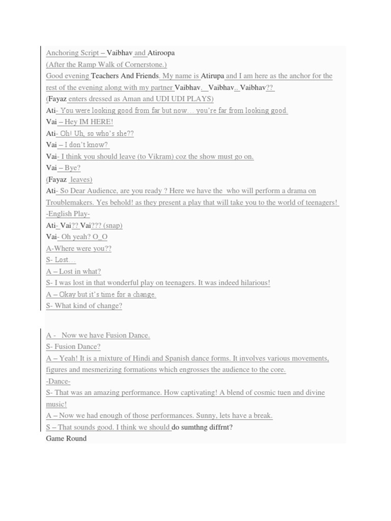 anchoring script for dance - Scribd india