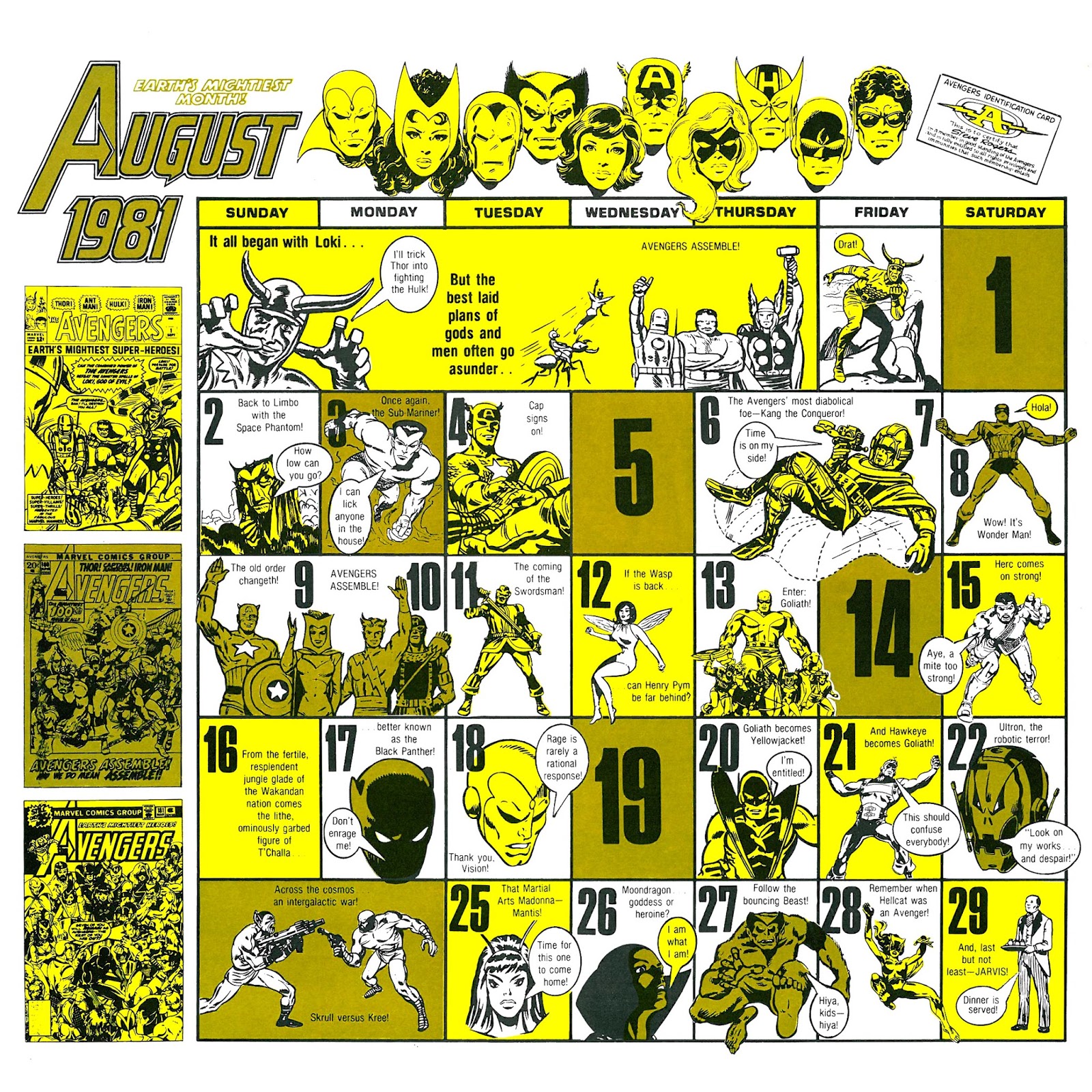 Look at my Doodle: Marvel 1981 Calendar