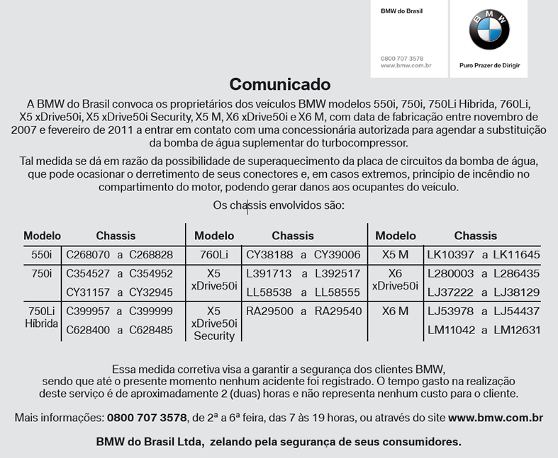 BMW :recall de nove carros